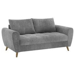 2,5-Sitzer Home Affaire "Blackburn II" Sofas Gr. B/H/T: 180cm x 71cm x 90cm, Veloursstoff, grau (dolce 16 graphite) Mit Kaltschaumpolsterung bis 140 kg belastbar