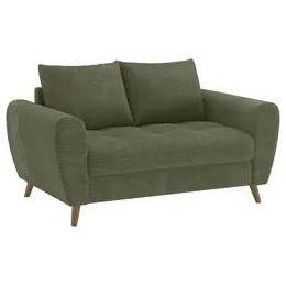 2-Sitzer Home Affaire "Blackburn II" Sofas Gr. B/H/T: 160cm x 71cm x 90cm, Cord, grün (stripes 8641 grün) Wahlweise mit Kaltschaumpolsterung bis 140 kg belastbar