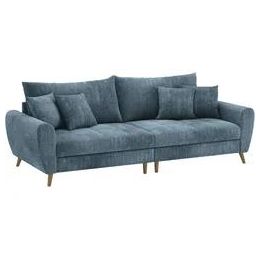 Big-Sofa Home Affaire "Blackburn II" Sofas Gr. B/H/T: 260cm x 71cm x 108cm, Velours, blau (dolce 13 ocean) Wahlweise mit Kaltschaumpolsterung bis 140 kg belastbar