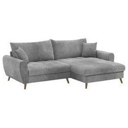 Ecksofa Home Affaire "Blackburn II" Sofas Gr. B/H/T: 246cm x 71cm x 170cm, Velours, Recamiere rechts, grau (dolce 16 graphite) Wahlweise mit Kaltschaumpolsterung bis 140 kg belastbar