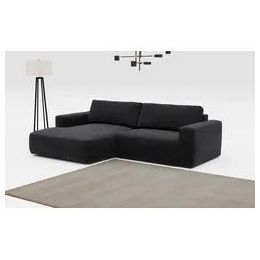 Ecksofa COTTA "Lasso L-Form" Sofas Gr. B: 288cm, Cord, Recamiere links, grau (charcoal) mit breiter Recamiere im trendigen Cord oder angenehmen Strukturstoff