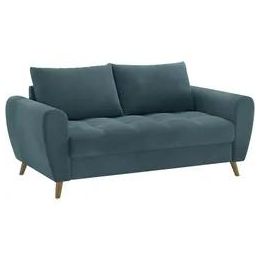 2,5-Sitzer Home Affaire "Blackburn II" Sofas Gr. B/H/T: 180cm x 71cm x 90cm, Microfaser, blau (memphis 13 petrol) Mit Kaltschaumpolsterung bis 140 kg belastbar