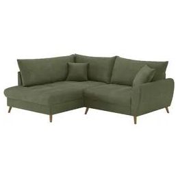 Ecksofa Home Affaire "Blackburn II, L-Form" Sofas Gr. B/H/T: 230cm x 71cm x 190cm, Cord, Ottomane links, grün (stripes 8641 green) Mit Kaltschaumpolsterung bis 140 kg belastbar