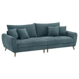 Big-Sofa Home Affaire "Blackburn II" Sofas Gr. B/H/T: 260cm x 71cm x 108cm, Microfaser, blau (memphis 13 petrol) Wahlweise mit Kaltschaumpolsterung bis 140 kg belastbar