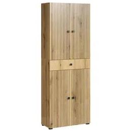 Hochschrank Welltime "Amrum" Schränke Gr. B/H/T: 70 cm x 188 cm x 31 cm, 4 St., braun (eiche) Geräumiger Badschrank in eleganter Rillenoptik - (BTH) 7031188 cm