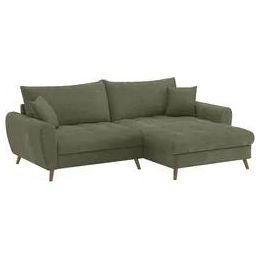 Ecksofa Home Affaire "Blackburn II" Sofas Gr. B/H/T: 246cm x 71cm x 170cm, Cord, Recamiere rechts, grün (stripes 8641 green) Wahlweise mit Kaltschaumpolsterung bis 140 kg belastbar