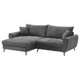 Ecksofa Home Affaire "Blackburn II" Sofas Gr. B/H/T: 246cm x 71cm x 170cm, Microfaser, Recamiere links, schwarz (memphis 17 black) Wahlweise mit Kaltschaumpolsterung bis 140 kg belastbar