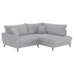 Ecksofa Home Affaire "Blackburn II, L-Form" Sofas Gr. B/H/T: 230cm x 71cm x 190cm, Cord, Ottomane rechts, grau (stripes 8637 warm grey) Mit Kaltschaumpolsterung bis 140 kg belastbar