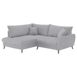 Ecksofa Home Affaire "Blackburn II" Sofas Gr. B/H/T: 230cm x 71cm x 190cm, Cord, Ottomane links, grau (stripes 8637 warm grey) Wahlweise mit Kaltschaumpolsterung bis 140 kg belastbar