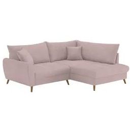 Ecksofa Home Affaire "Blackburn II" Sofas Gr. B/H/T: 230cm x 71cm x 190cm, Cord, Ottomane rechts, rosa (stripes 8626 flamingo) Wahlweise mit Kaltschaumpolsterung bis 140 kg belastbar