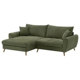 Ecksofa Home Affaire "Blackburn II, L-Form" Sofas Gr. B/H/T: 246cm x 71cm x 170cm, Microfaser, Recamiere links, grün (memphis 12 green) Mit Kaltschaumpolsterung bis 140 kg belastbar