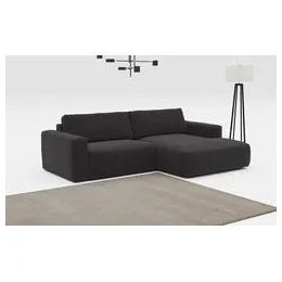 Ecksofa COTTA "Lasso L-Form" Sofas Gr. B: 288cm, Struktur fein, Recamiere rechts, schwarz mit breiter Recamiere im trendigen Cord oder angenehmen Strukturstoff