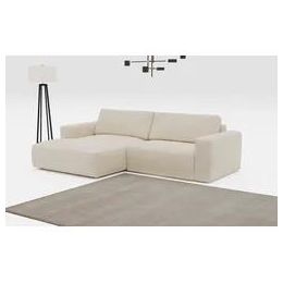 Ecksofa COTTA "Lasso L-Form" Sofas Gr. B: 288cm, Cord, Recamiere links, weiß (ivory) mit breiter Recamiere im trendigen Cord oder angenehmen Strukturstoff