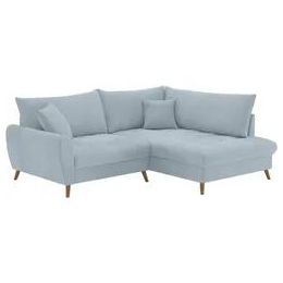 Ecksofa Home Affaire "Blackburn II, L-Form" Sofas Gr. B/H/T: 230cm x 71cm x 190cm, Microfaser, Ottomane rechts, blau (novaclean avanti 14 blue grey) Mit Kaltschaumpolsterung bis 140 kg belastbar