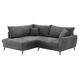 Ecksofa Home Affaire "Blackburn II, L-Form" Sofas Gr. B/H/T: 230cm x 71cm x 190cm, Microfaser, Ottomane links, schwarz (memphis 17 black) Mit Kaltschaumpolsterung bis 140 kg belastbar