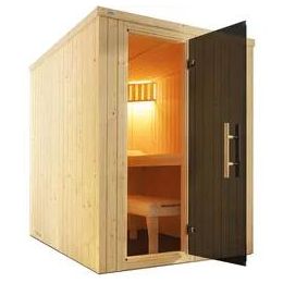 Weka Sauna "Elementsauna KAARINA 1" Saunen platzsparende Nischensauna, moderne Ganzglastür Gr. Saunaofen, externe Steuerung, 4,5 kW, beige (natur)