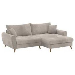 Ecksofa Home Affaire "Blackburn II" Sofas Gr. B/H/T: 246cm x 71cm x 170cm, Velours, Recamiere rechts, grau (dolce 4 taupe) Wahlweise mit Kaltschaumpolsterung bis 140 kg belastbar