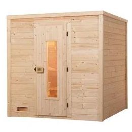 Weka Sauna "Massivholzsauna BERGEN 1" Saunen Blockbohlen, isolierte Hoztür Gr. Saunaofen, integrierte Steuerung, 5,4 kW, beige (natur)