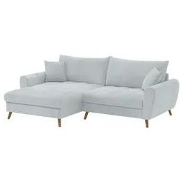 Ecksofa Home Affaire "Blackburn II, L-Form" Sofas Gr. B/H/T: 246cm x 71cm x 170cm, Microfaser, Recamiere links, grau (novaclean avanti 3 silver) Mit Kaltschaumpolsterung bis 140 kg belastbar