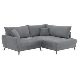 Ecksofa Home Affaire "Blackburn II" Sofas Gr. B/H/T: 230cm x 71cm x 190cm, Soft clean, Ottomane rechts, grau (novaclean avanti 1 stone) Wahlweise mit Kaltschaumpolsterung bis 140 kg belastbar