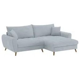 Ecksofa Home Affaire "Blackburn II" Sofas Gr. B/H/T: 246cm x 71cm x 170cm, Cord, Recamiere rechts, blau (stripes 8624 blue grey) Wahlweise mit Kaltschaumpolsterung bis 140 kg belastbar