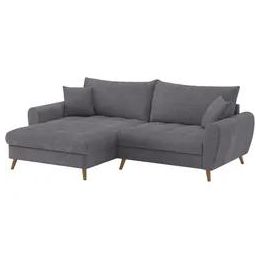 Ecksofa Home Affaire "Blackburn II" Sofas Gr. B/H/T: 246cm x 71cm x 170cm, Cord, Recamiere links, grau (stripes 8629 stone) Wahlweise mit Kaltschaumpolsterung bis 140 kg belastbar