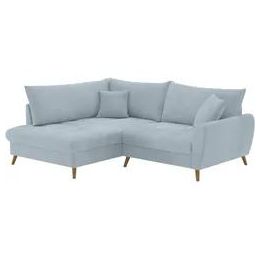 Ecksofa Home Affaire "Blackburn II, L-Form" Sofas Gr. B/H/T: 230cm x 71cm x 190cm, Soft clean, Ottomane links, blau (novaclean avanti 14 blue grey) Mit Kaltschaumpolsterung bis 140 kg belastbar