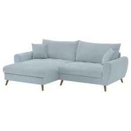 Ecksofa Home Affaire "Blackburn II" Sofas Gr. B/H/T: 246cm x 71cm x 170cm, Soft clean, Recamiere links, blau (novaclean avanti 14 blue grey) Wahlweise mit Kaltschaumpolsterung bis 140 kg belastbar