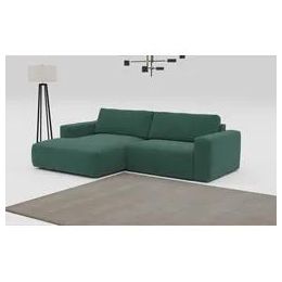 Ecksofa COTTA "Lasso L-Form" Sofas Gr. B: 288cm, Struktur fein, Recamiere links, grün (racing green) mit breiter Recamiere im trendigen Cord oder angenehmen Strukturstoff