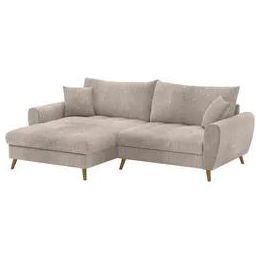 Ecksofa Home Affaire "Blackburn II, L-Form" Sofas Gr. B/H/T: 246cm x 71cm x 170cm, Veloursstoff, Recamiere links, grau (dolce 4 taupe) Mit Kaltschaumpolsterung bis 140 kg belastbar