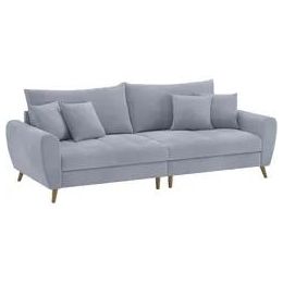 Big-Sofa Home Affaire "Blackburn II" Sofas Gr. B/H/T: 260cm x 71cm x 108cm, Microfaser, blau (memphis 1676 grau) Wahlweise mit Kaltschaumpolsterung bis 140 kg belastbar