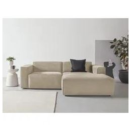 Ecksofa Andas "Noord" Sofas Gr. B/H/T: 234cm x 71cm x 161cm, Webstoff, Recamiere rechts, beige (creme) mit Kedernaht, Breite 234 cm, Cord, Struktur, Webstoff