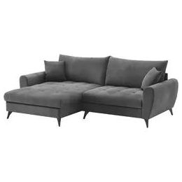 Ecksofa Home Affaire "Blackburn II" Sofas Gr. B/H/T: 246cm x 71cm x 170cm, Microfaser, Recamiere links, schwarz (memphis 17 black) Wahlweise mit Kaltschaumpolsterung bis 140 kg belastbar