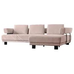 Ecksofa Hukla "HU-HP18064" Sofas Gr. B/H/T: 297cm x 85cm x 214cm, Chenille, Recamiere rechts, elektrische Vorziehbank, kama rose Optional mit motorischer Vorziehbank, stylische Reling