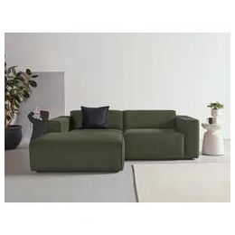 Ecksofa Andas "Noord" Sofas Gr. B/H/T: 234cm x 71cm x 161cm, Webstoff, Recamiere links, grün (khaki) mit Kedernaht, Breite 234 cm, Cord, Struktur, Webstoff