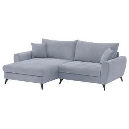 Ecksofa Home Affaire "Blackburn II" Sofas Gr. B/H/T: 246cm x 71cm x 170cm, Microfaser, Recamiere links, blau (memphis 1676 blue grey) Wahlweise mit Kaltschaumpolsterung bis 140 kg belastbar