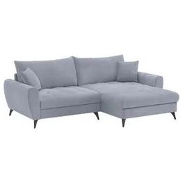 Ecksofa Home Affaire "Blackburn II" Sofas Gr. B/H/T: 246cm x 71cm x 170cm, Microfaser, Recamiere rechts, blau (memphis 1676 blue grey) Wahlweise mit Kaltschaumpolsterung bis 140 kg belastbar