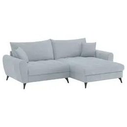 Ecksofa Home Affaire "Blackburn II" Sofas Gr. B/H/T: 246cm x 71cm x 170cm, Cord, Recamiere rechts, blau (stripes 8624 blue grey) Wahlweise mit Kaltschaumpolsterung bis 140 kg belastbar