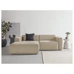 Ecksofa Andas "Noord" Sofas Gr. B/H/T: 234cm x 71cm x 161cm, Webstoff, Recamiere links, beige (creme) mit Kedernaht, Breite 234 cm, Cord, Struktur, Webstoff