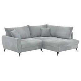 Ecksofa Home Affaire "Blackburn II" Sofas Gr. B/H/T: 230cm x 71cm x 190cm, Velours, Ottomane rechts, silberfarben (dolce 14 silber) Wahlweise mit Kaltschaumpolsterung bis 140 kg belastbar