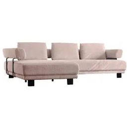 Ecksofa Hukla "HU-HP18064" Sofas Gr. B/H/T: 297cm x 85cm x 214cm, Chenille, Recamiere links, ohne elektrische Vorziehbank, kama rose Optional mit motorischer Vorziehbank, stylische Reling