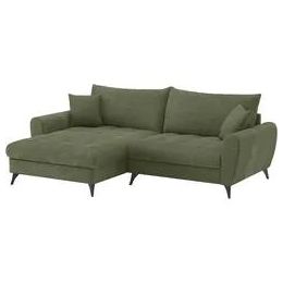 Ecksofa Home Affaire "Blackburn II" Sofas Gr. B/H/T: 246cm x 71cm x 170cm, Cord, Recamiere links, grün (stripes 8641 green) Wahlweise mit Kaltschaumpolsterung bis 140 kg belastbar