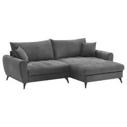 Ecksofa Home Affaire "Blackburn II" Sofas Gr. B/H/T: 246cm x 71cm x 170cm, Microfaser 1, Recamiere rechts, schwarz (memphis 17 black) Wahlweise mit Kaltschaumpolsterung bis 140 kg belastbar