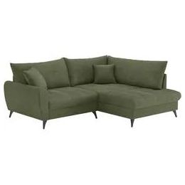 Ecksofa Home Affaire "Blackburn II" Sofas Gr. B/H/T: 230cm x 71cm x 190cm, Cord, Ottomane rechts, grün (stripes 8641 green) Wahlweise mit Kaltschaumpolsterung bis 140 kg belastbar