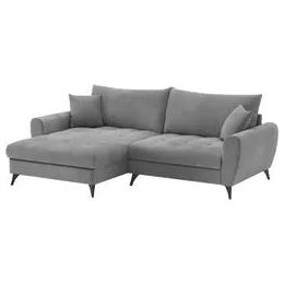 Ecksofa Home Affaire "Blackburn II" Sofas Gr. B/H/T: 246cm x 71cm x 170cm, Microfaser, Recamiere links, grau (memphis 20 stone) Wahlweise mit Kaltschaumpolsterung bis 140 kg belastbar