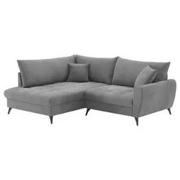 Ecksofa Home Affaire "Blackburn II" Sofas Gr. B/H/T: 230cm x 71cm x 190cm, Microfaser, Ottomane links, grau (memphis 20 stone) Wahlweise mit Kaltschaumpolsterung bis 140 kg belastbar