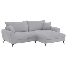 Ecksofa Home Affaire "Blackburn II" Sofas Gr. B/H/T: 246cm x 71cm x 170cm, Cord, Recamiere rechts, grau (stripes 8637 warm grey) Wahlweise mit Kaltschaumpolsterung bis 140 kg belastbar