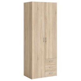 Kleiderschrank Inosign "Space Drehtürenschrank, Aufbewahrung Kasten Schrank Stauraum", braun (eiche), B:78cm H:200,4cm T:49,5cm, Spanplatte, Schränke, Kinderkleiderschrank, Breite 78, 115,8 oder 154 cm, mit je 3 Schubkästen, innen Einlegeböden