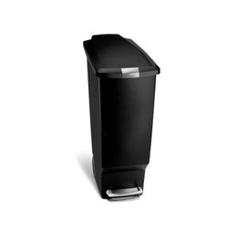 simplehuman 40L schlanker Treteimer, schwarzer Kunststoff