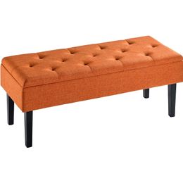 Bank HEINE HOME, orange, B:109cm H:43cm T:43cm, Holz, Kunststoff, Polyester, Sitzbänke